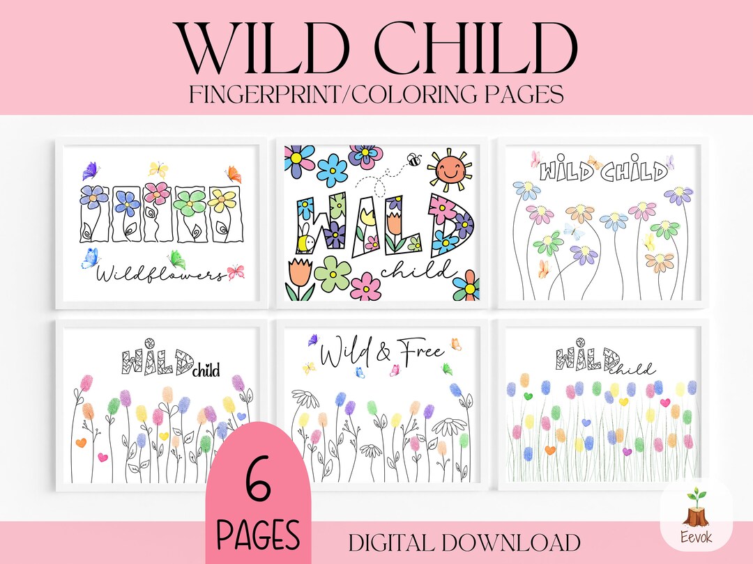 Printable Wild Child Fingerprint Art, Coloring Page, Feral Child ...