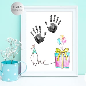 Printable Baby 1st Birthday Milestone, Baby's First Year, Handprint ...
