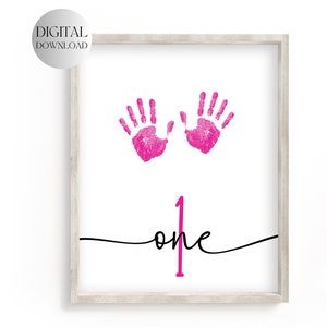 Printable Baby 1st Birthday Milestone, Baby's First Year, Handprint ...