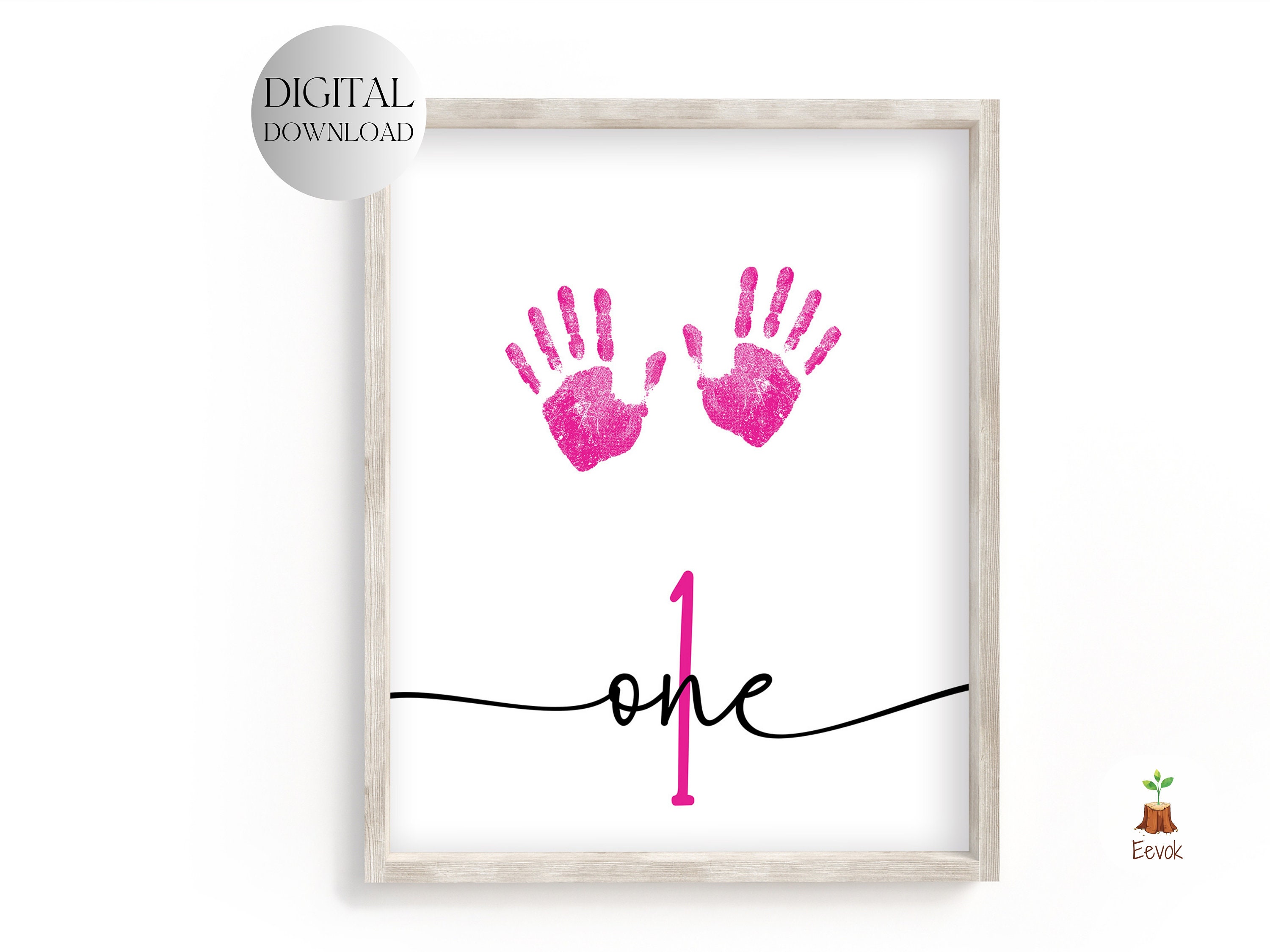 Printable Baby 1st Birthday Milestone, Baby's First Year, Handprint ...