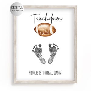 PRINTABLE Football Handprint Craft, Fathers Day Football Footprint 1st ...