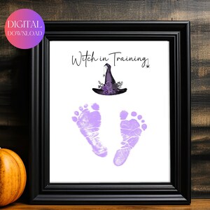 PRINTABLE Footprint Halloween Art Craft, Baby Witch Footprint Craft ...