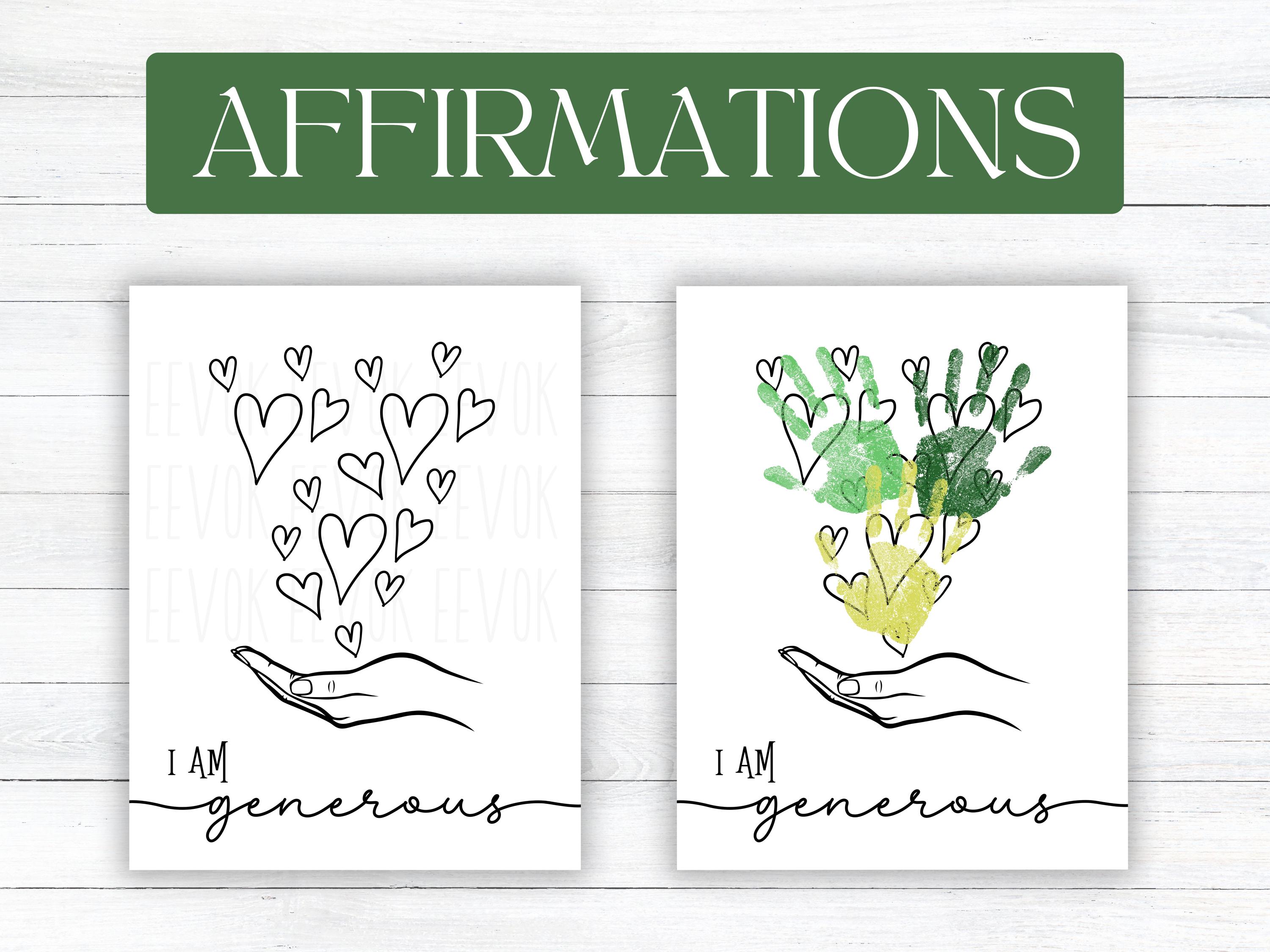 Printable I Am Affirmations for Kids, Affirmation Handprint Art ...