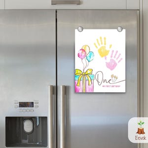 Printable Baby 1st Birthday Milestone, Baby's First Year, Handprint ...