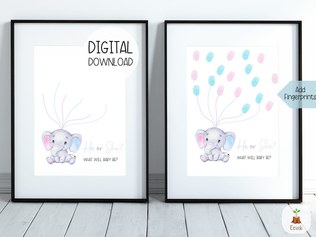Fingerprint Art Download Gender Reveal Signs Gender Reveal Vote Baby ...