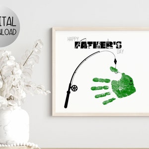 Father's Day Handprint Art, Handprint Gift for Dad From Kids, Fishing ...