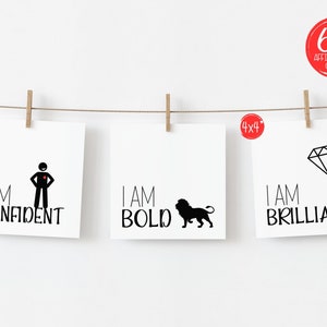 Kids Affirmation Cards, Kids Motivational Cards, I AM Strong, Kids I AM ...