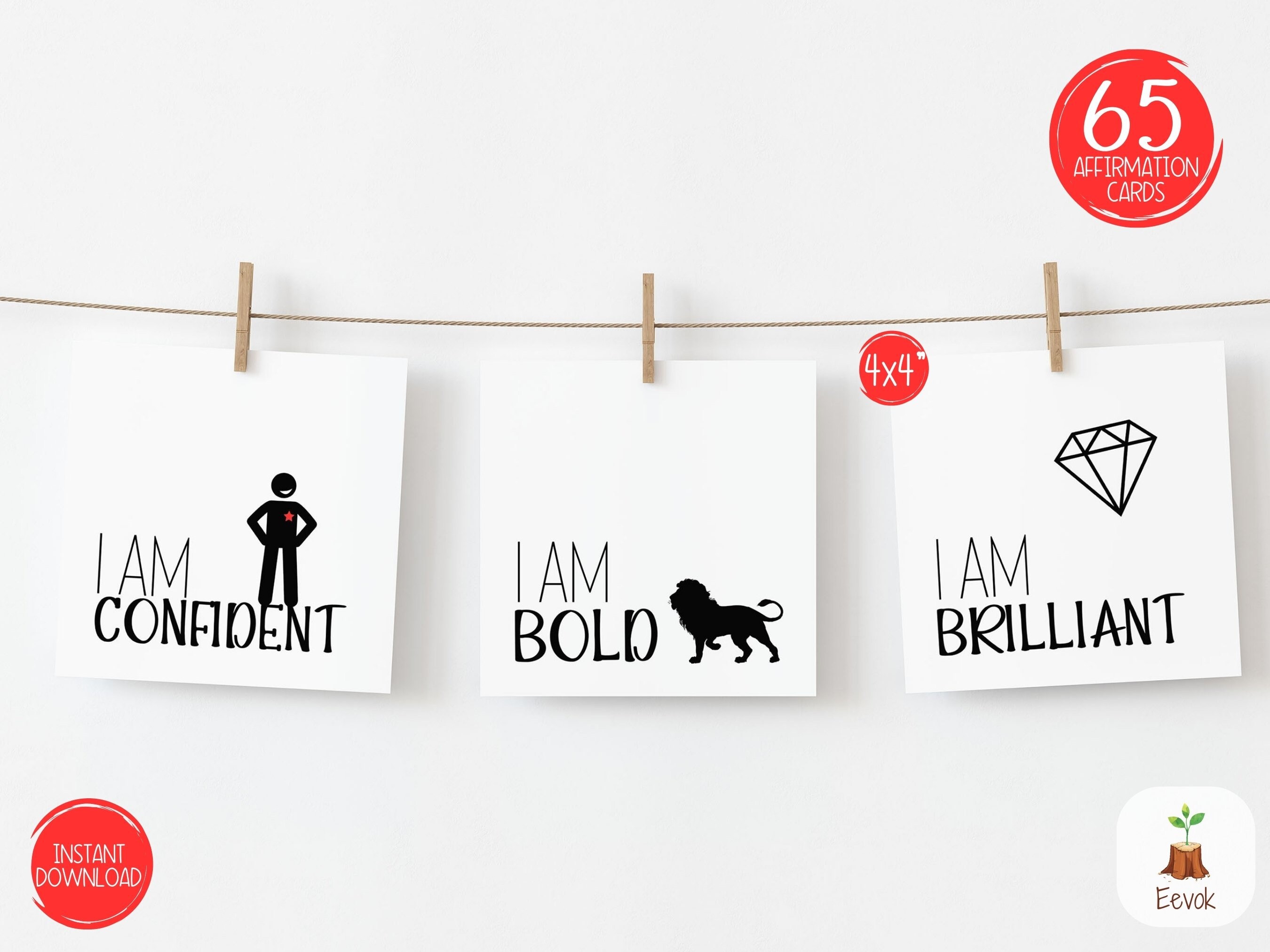 Kids Affirmation Cards, Kids Motivational Cards, I AM Strong, Kids I AM ...