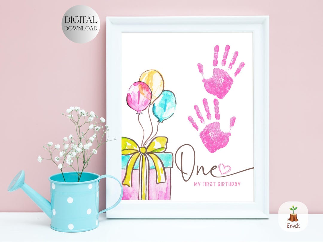 Printable Baby 1st Birthday Milestone, Baby's First Year, Handprint ...