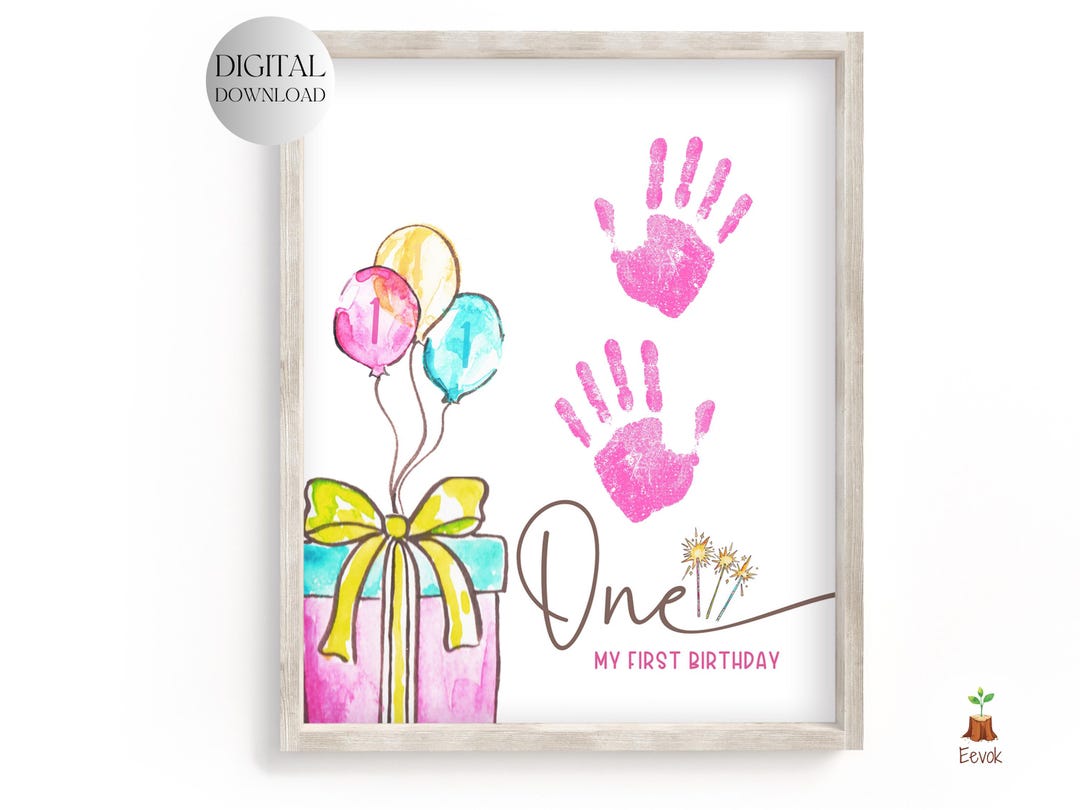 Printable Baby 1st Birthday Milestone, Baby's First Year, Handprint ...