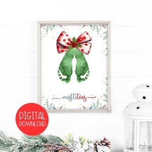 Printable Mistletoes Footprint Art, Foot Print Craft, Baby First ...