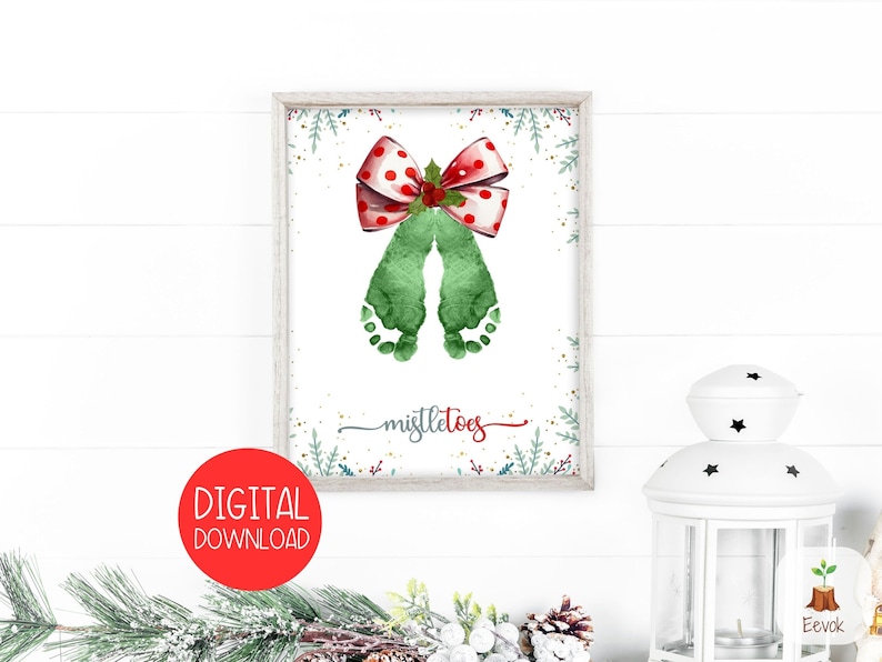 Printable Mistletoes Footprint Art Foot Print Craft Baby - Etsy