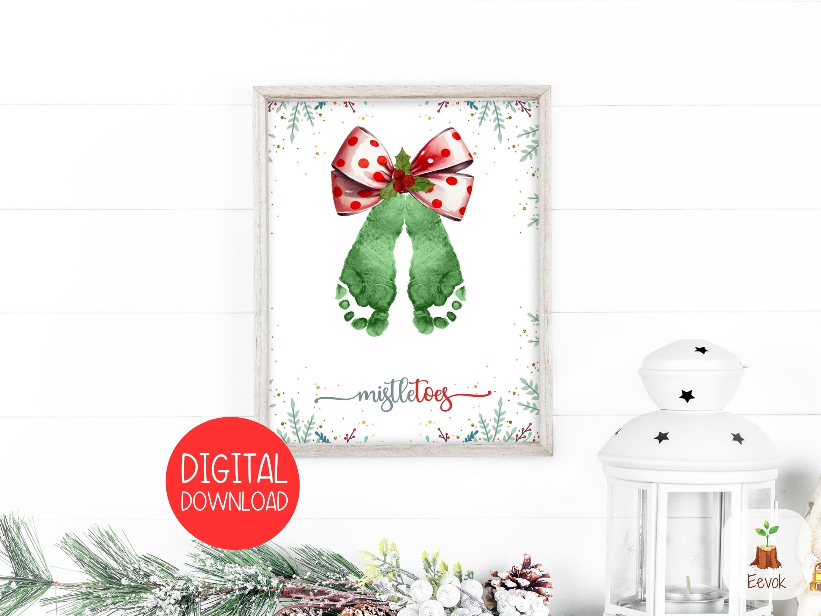 Printable Mistletoes Footprint Art Foot Print Craft Baby - Etsy