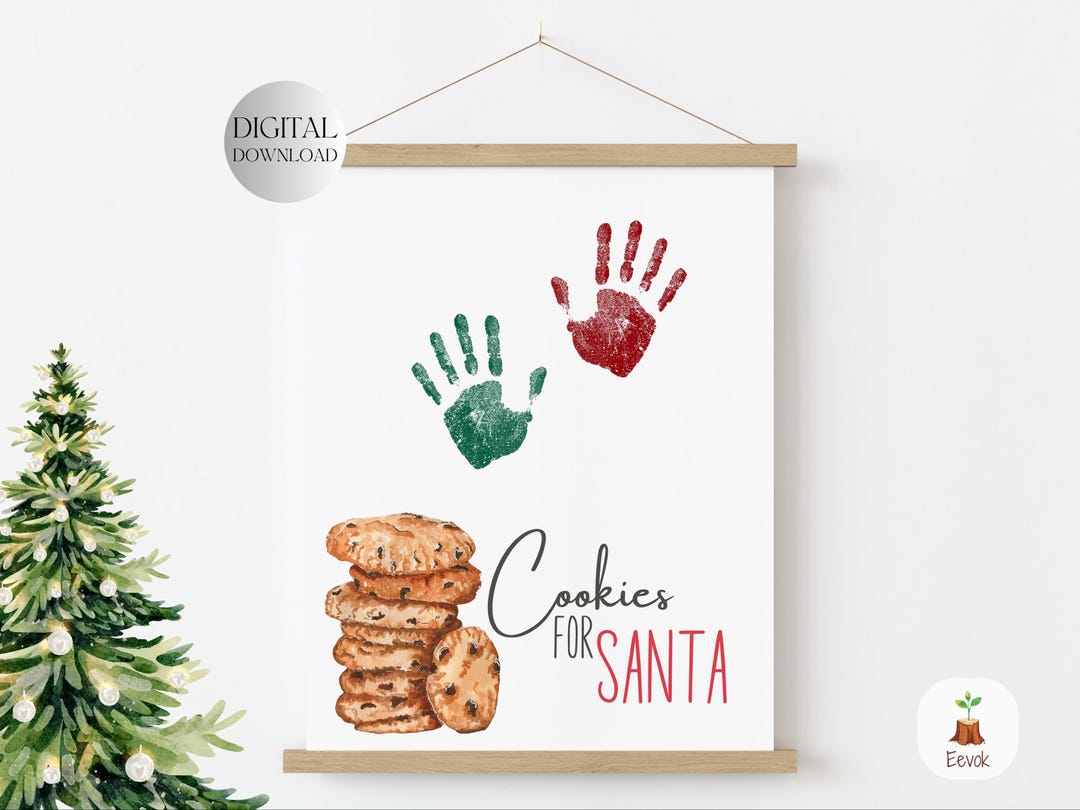 PRINTABLE Christmas Handprint Craft Xmas Footprint Art Page Cookies for ...