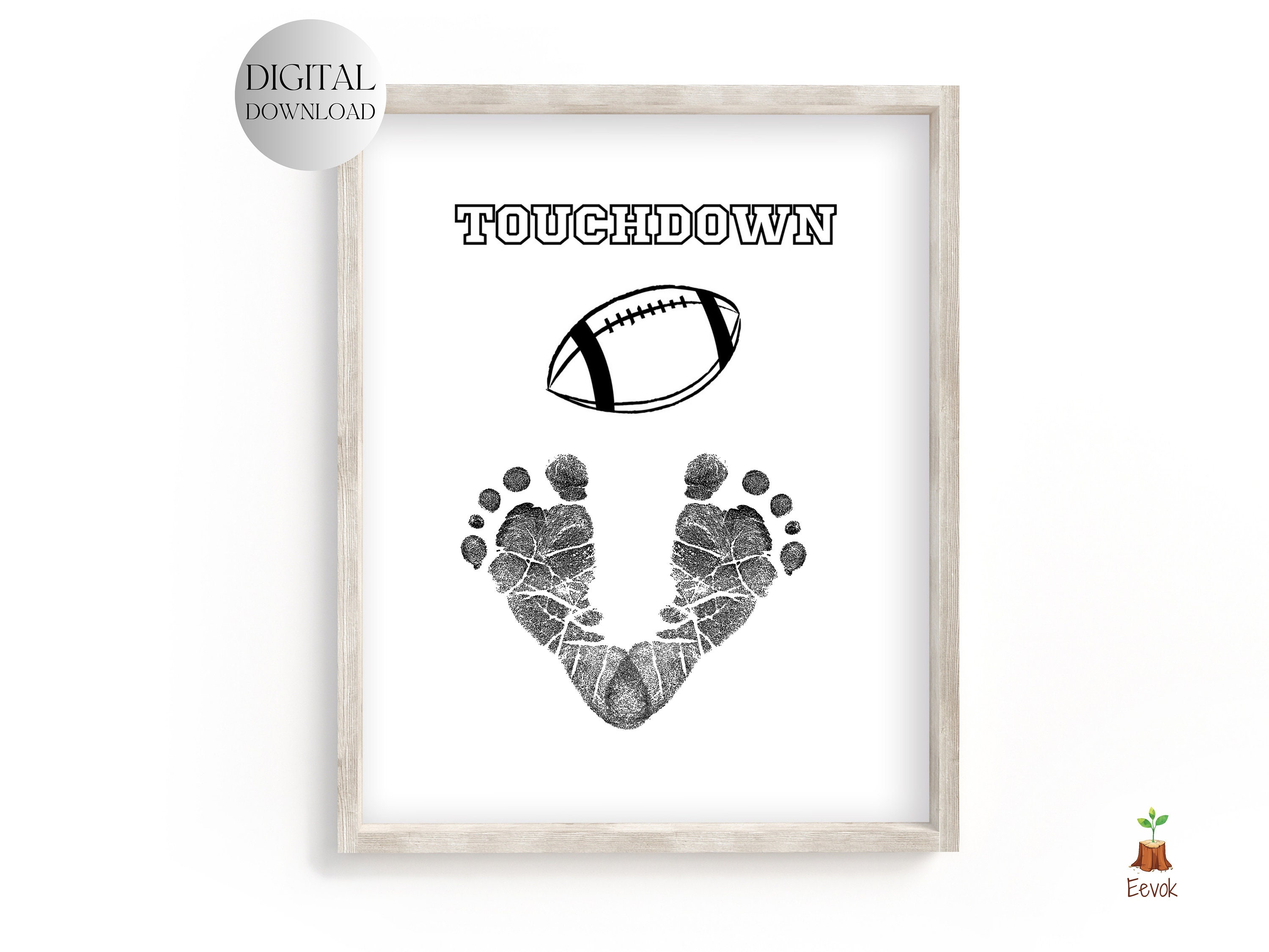 PRINTABLE Football Handprint Craft, Fathers Day Football Footprint ...