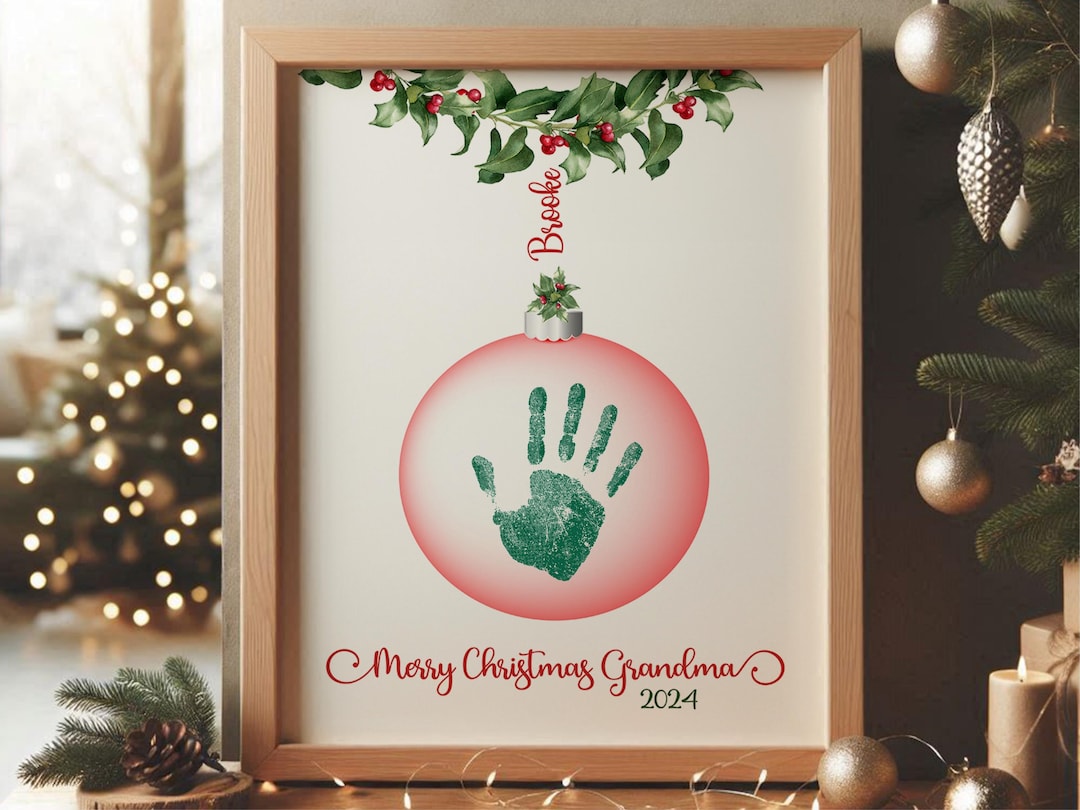 PRINTABLE Personalized Christmas Handprint Art Christmas Bauble ...