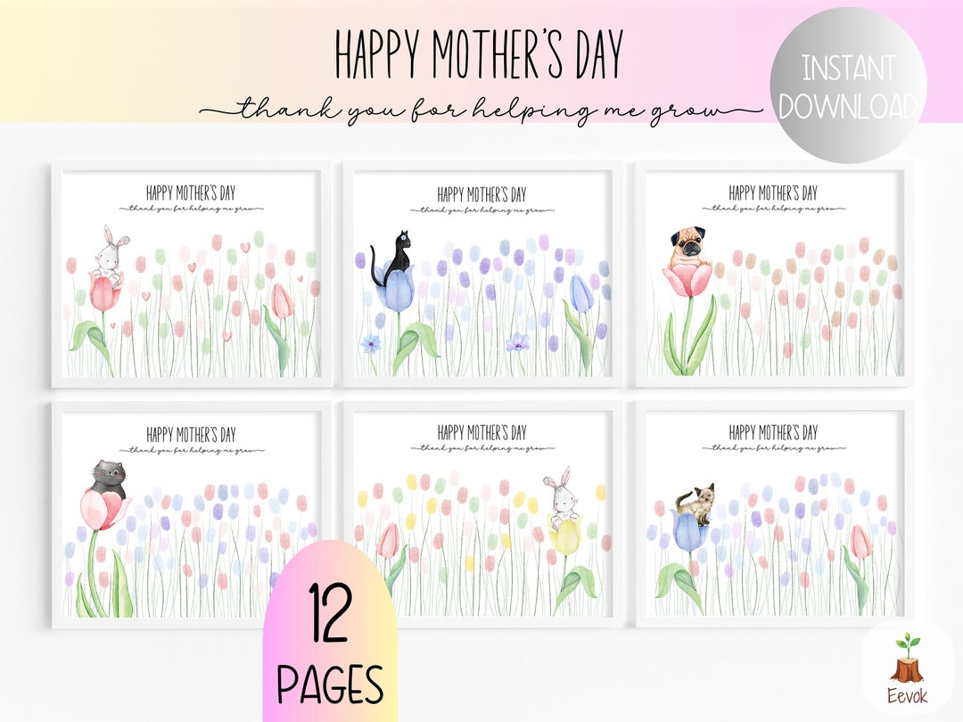 Printable Mom Fingerprint Craft, Mother's Day Keepsake, Mom Gift From ...