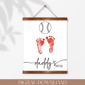 PRINTABLE Baseball Handprint Craft, Fathers Day Baseball Footprint ...