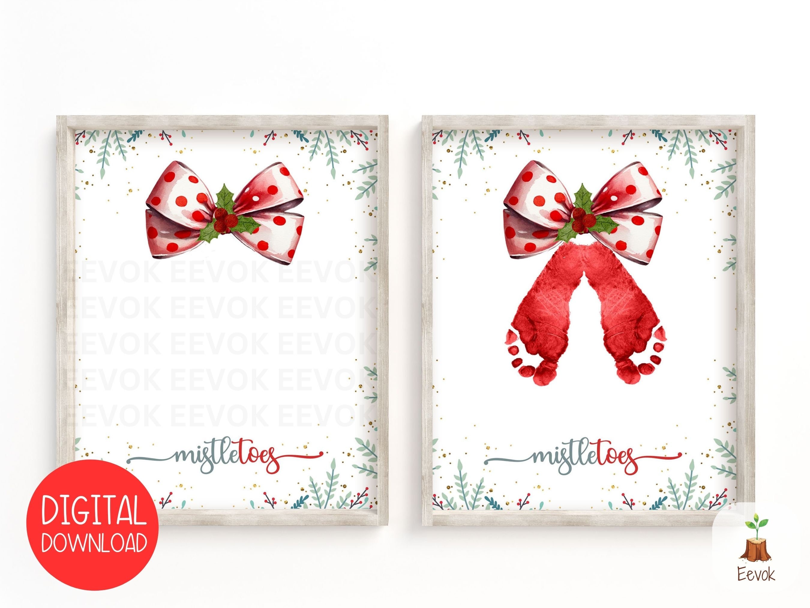 Printable Mistletoes Footprint Art Foot Print Craft Baby - Etsy