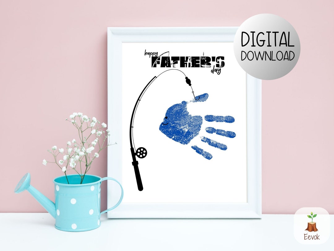 Fishing Handprint Gift for Daddy, Fathers Day Printable, Father's Day ...