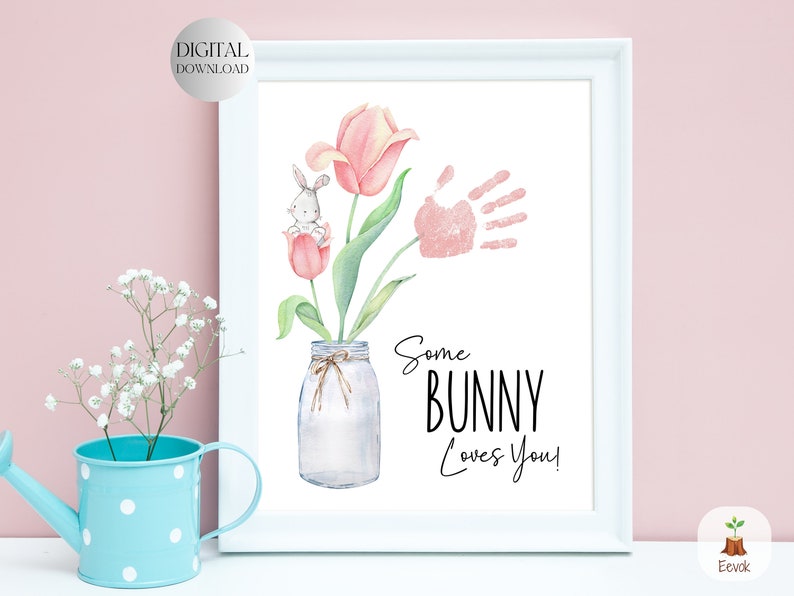 Printable Easter Handprint Art Craft for Kids, Some Bunny Loves You ...