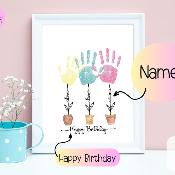 Grandma Birthday Handprint Card - Etsy