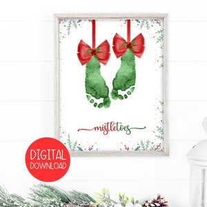 Printable Footprint Craft for Xmas, Personalized Baby's 1st Christmas ...