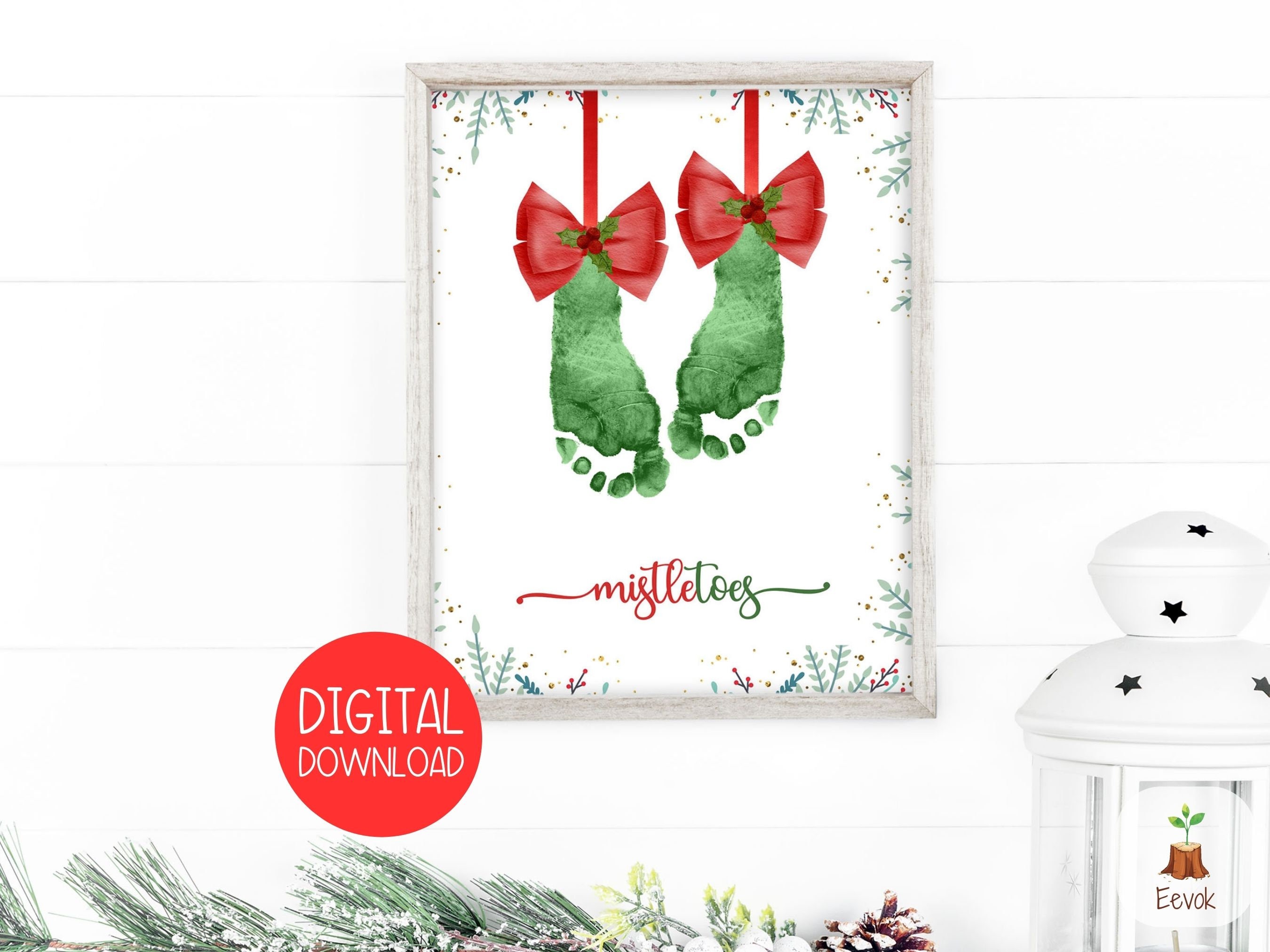 Printable Footprint Craft for Xmas, Personalized Baby's 1st Christmas ...