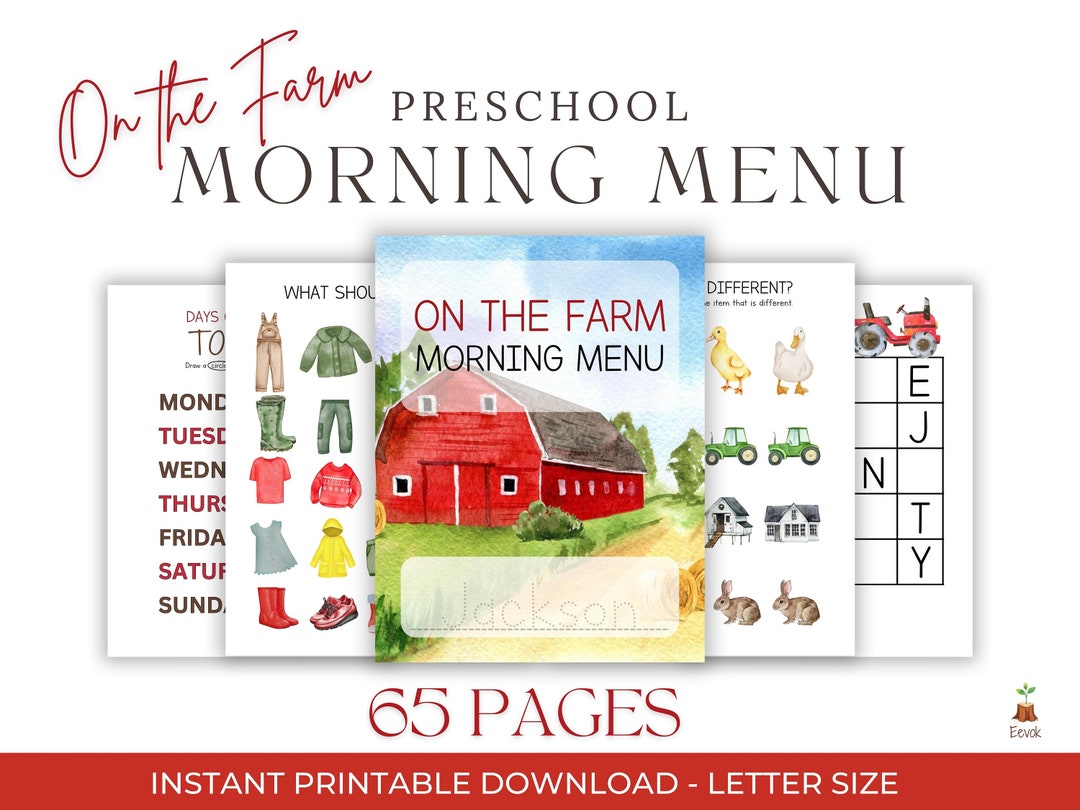 Preschool Morning Menu Printable, Homeschool Morning Menu Preschool ...
