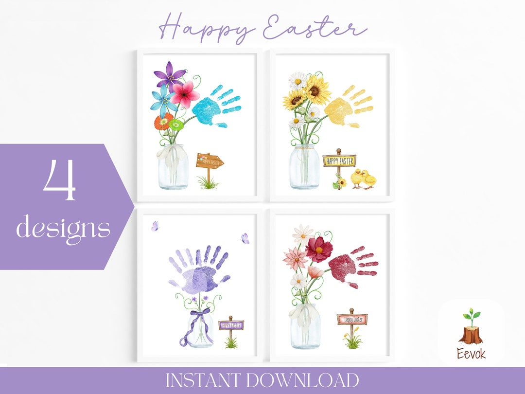 Printable Easter Handprint Bouquet, Grandma Handprint Gift, Mom ...