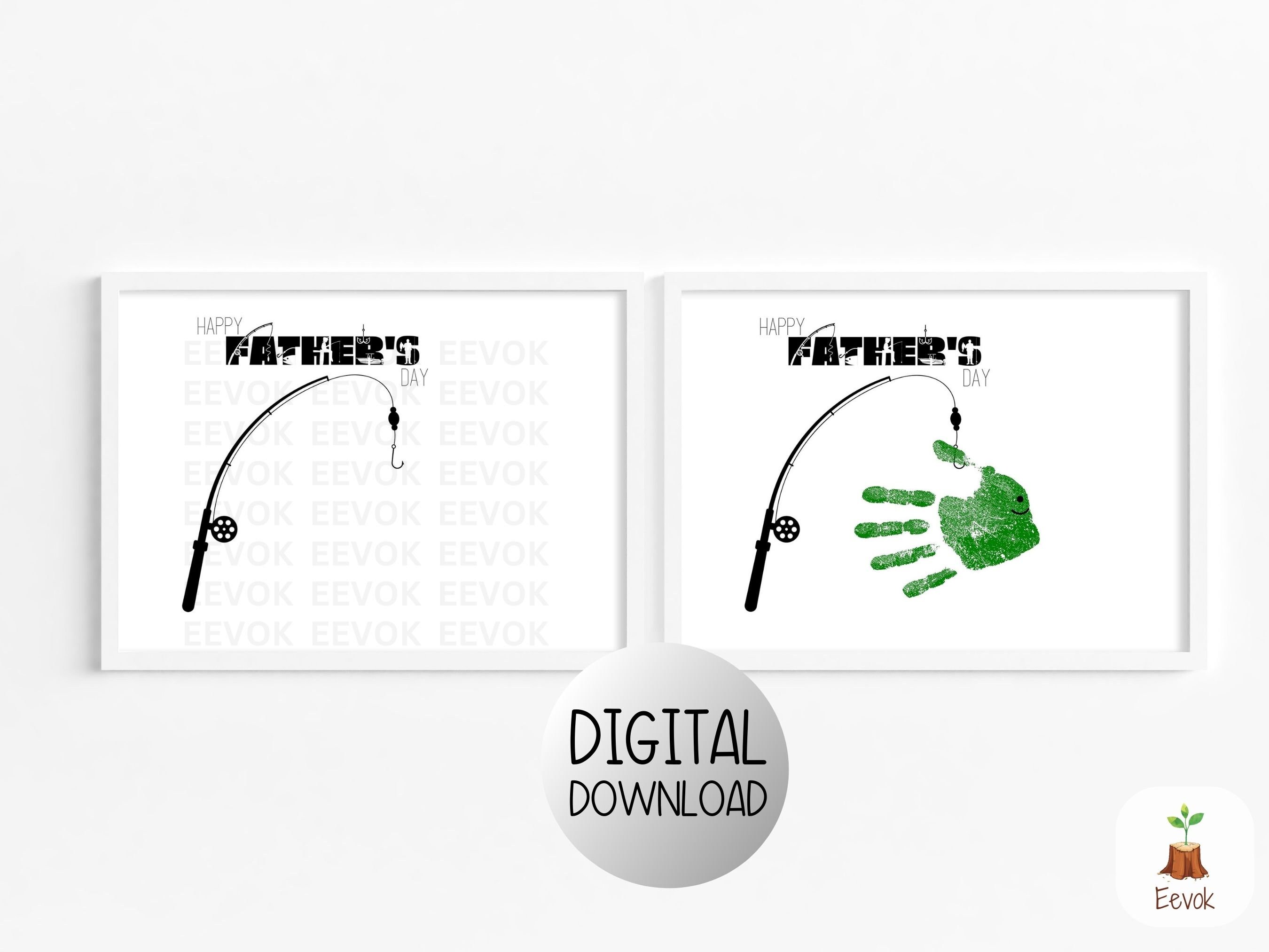 Father's Day Handprint Art, Handprint Gift for Dad From Kids, Fishing ...