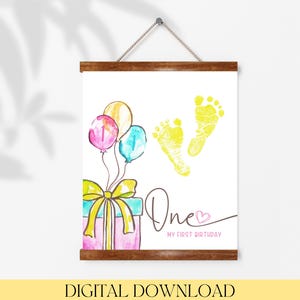 Printable Baby 1st Birthday Milestone, Baby's First Year, Handprint ...