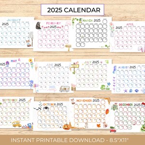 Printable 2025 Kids Calendar Handprint Calendar Art Homeschool Wall ...