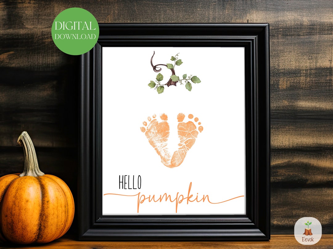 PRINTABLE Footprint Pumpkin Handprint Craft Baby Footprint Thanksgiving ...