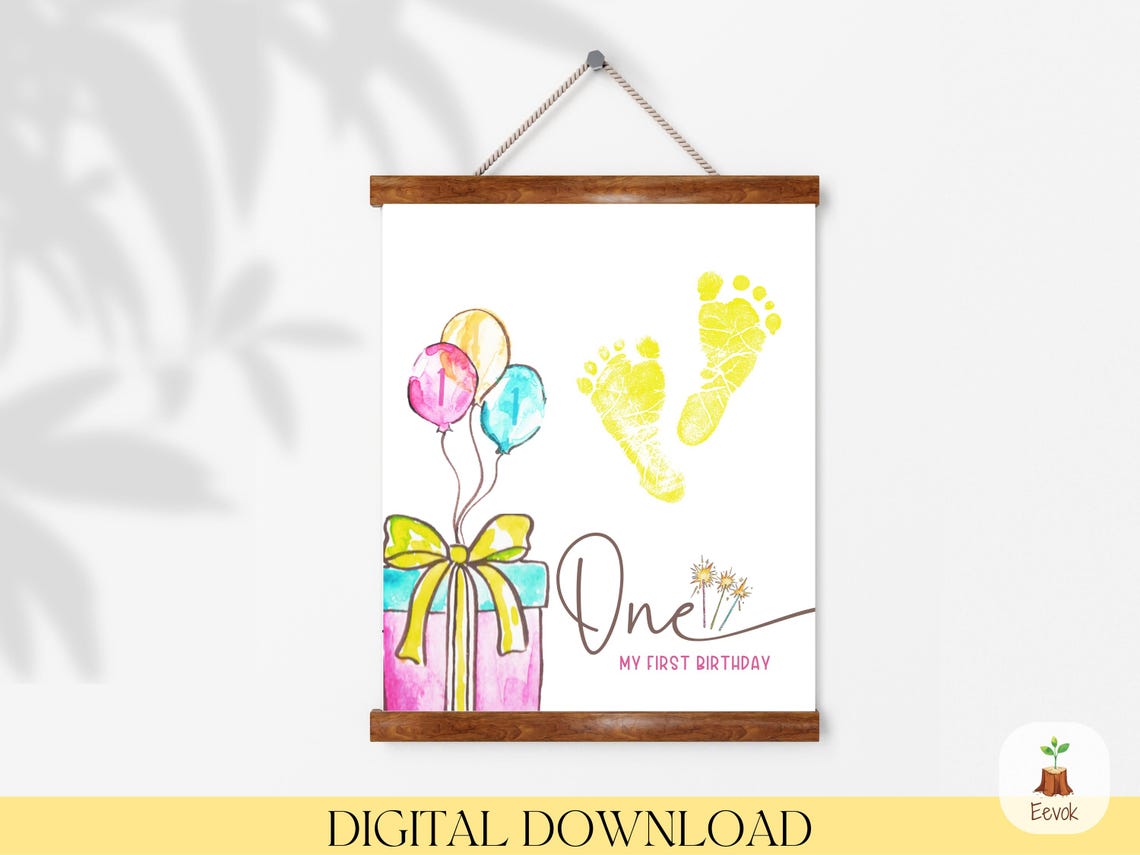 Printable Baby 1st Birthday Milestone, Baby's First Year, Handprint ...