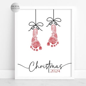 Printable Christmas Footprint Art, DIY Footprint Craft, Baby's First ...