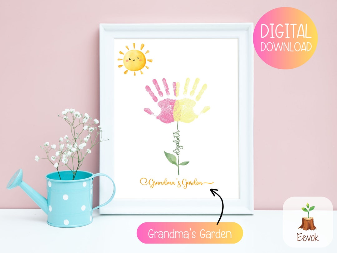 Printable Mother's Day Gift for Grandma, Grandma's Garden Handprint ...