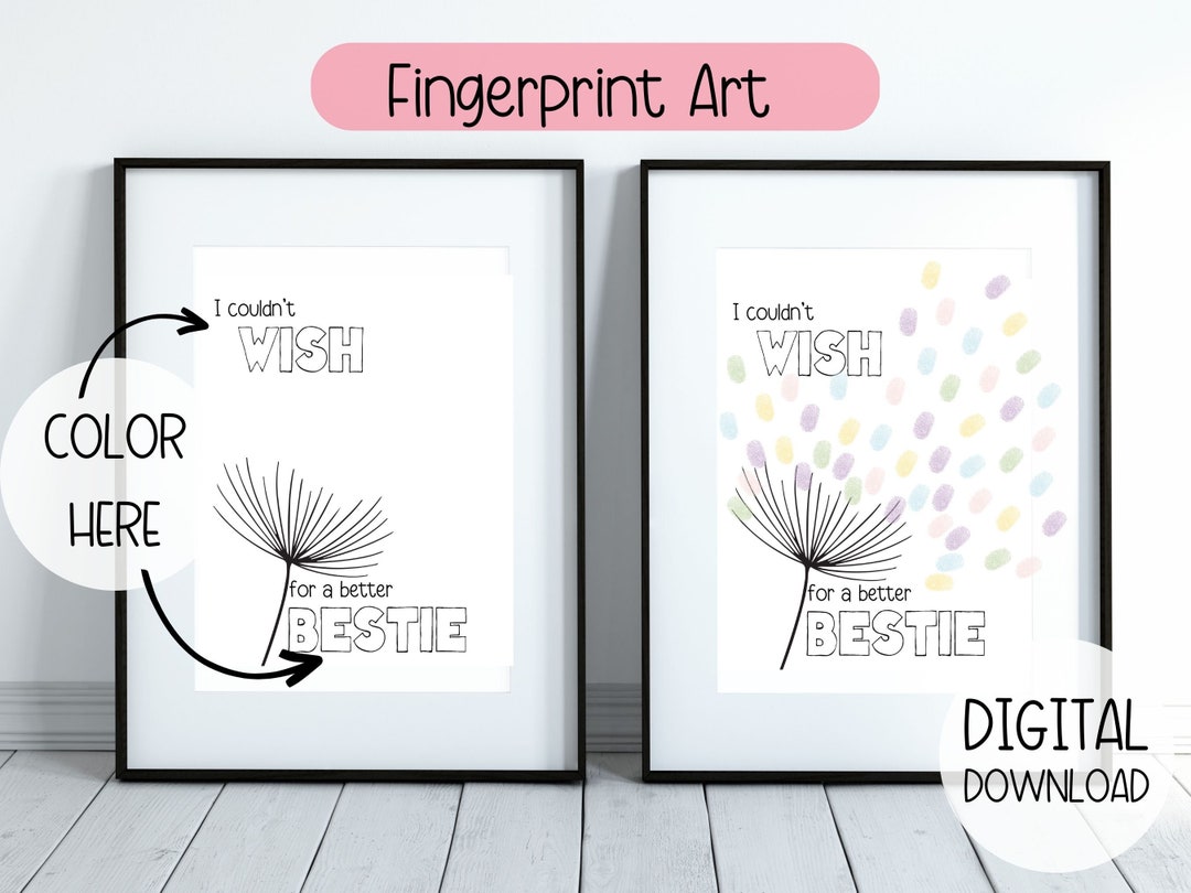 Bestie Printable Fingerprint Art Printable Craft for Kids Fingerprint ...