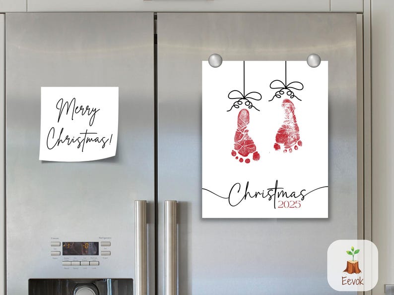 Printable Christmas Footprint Art, DIY Footprint Craft, Baby's First ...