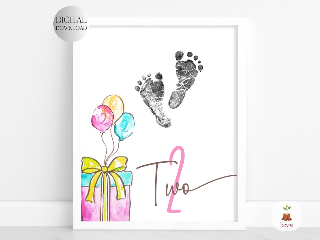 Printable Baby 2nd Birthday Milestone, Baby's Second Year, Handprint ...