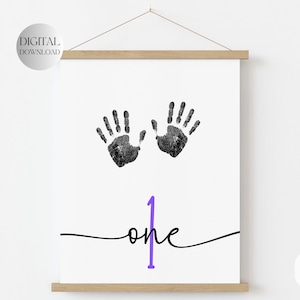 Printable Baby's 1st Birthday Milestone, Baby's First Year, Handprint ...