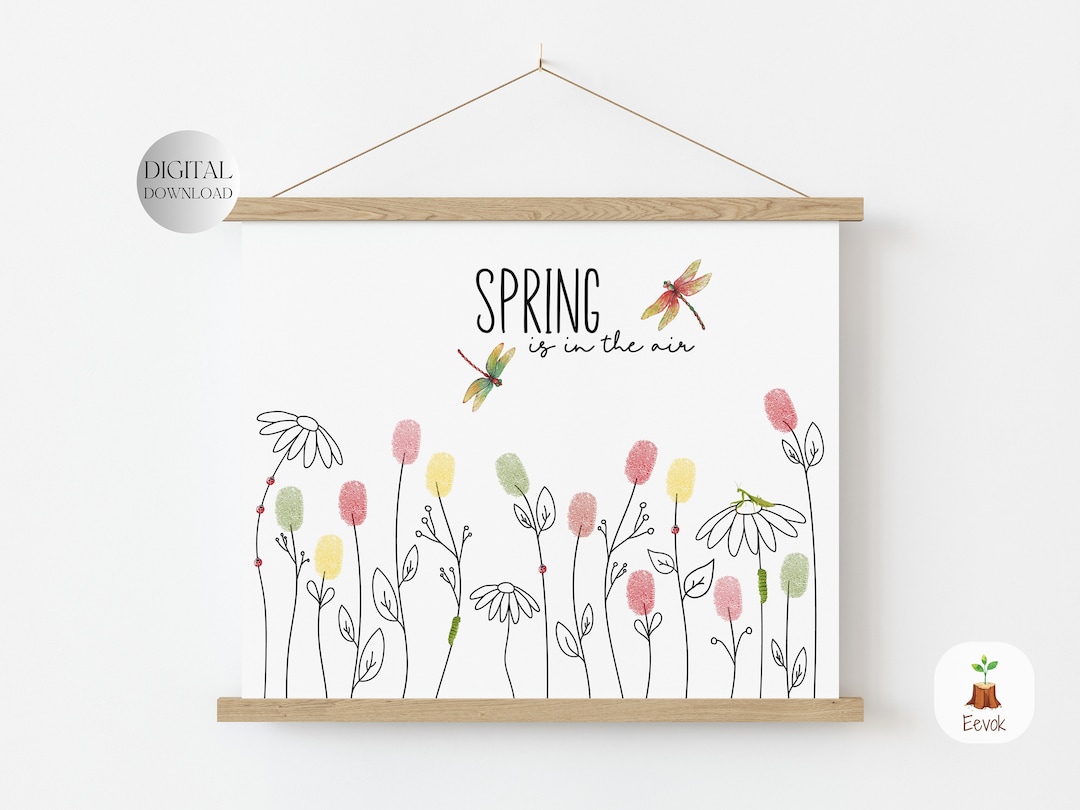 Printable Preschool Craft, Kids Spring is in the Air Fingerprint Art ...
