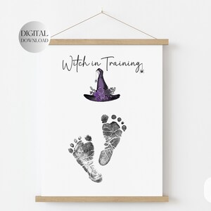 PRINTABLE Footprint Halloween Art Craft, Baby Witch Footprint Craft ...