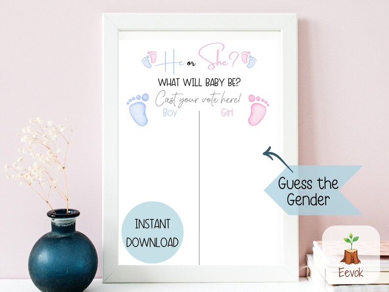 Gender Guess Game Fingerprint Printable Art Gender Reveal - Etsy