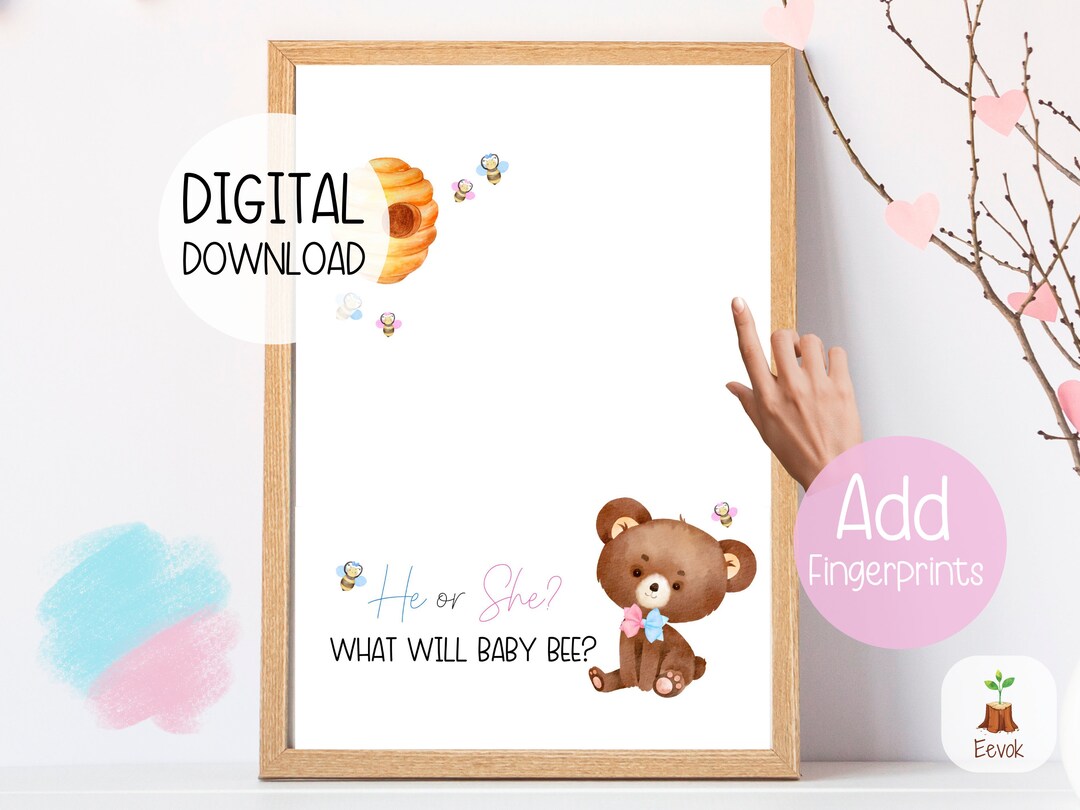 Fingerprint Art Download Gender Reveal Signs Gender Reveal Vote Baby ...