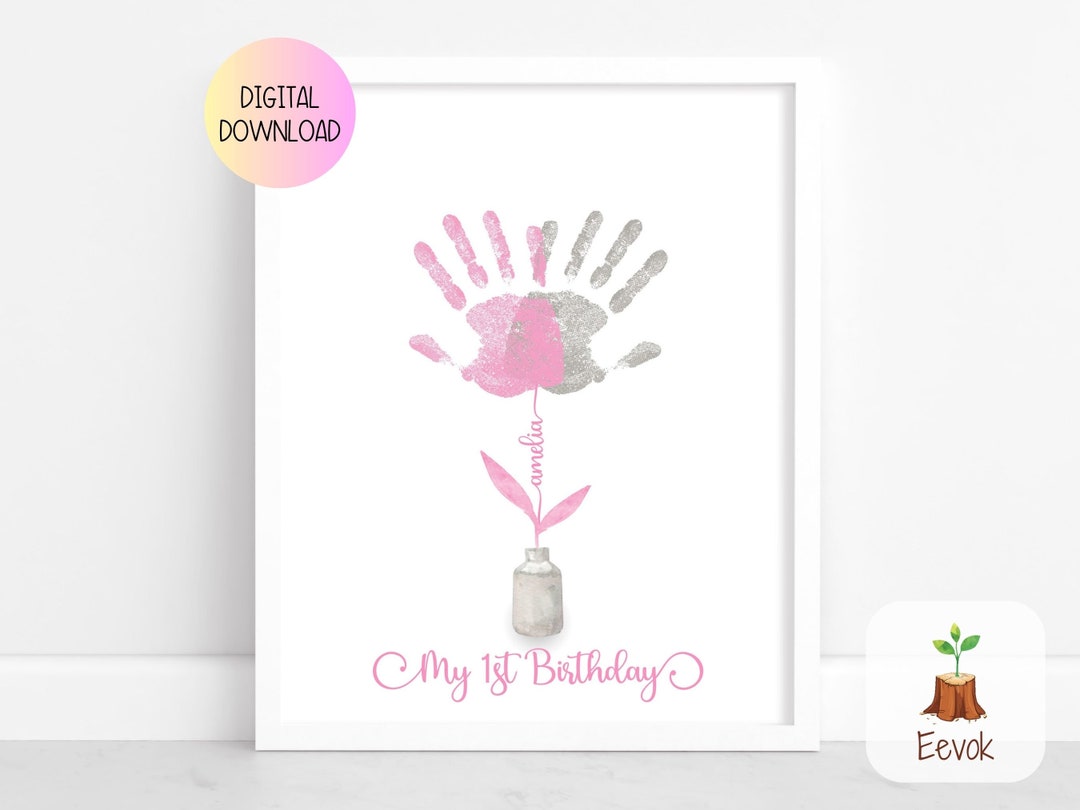 Custom 1st Birthday Handprint Craft, My 1st Birthday Printable ...