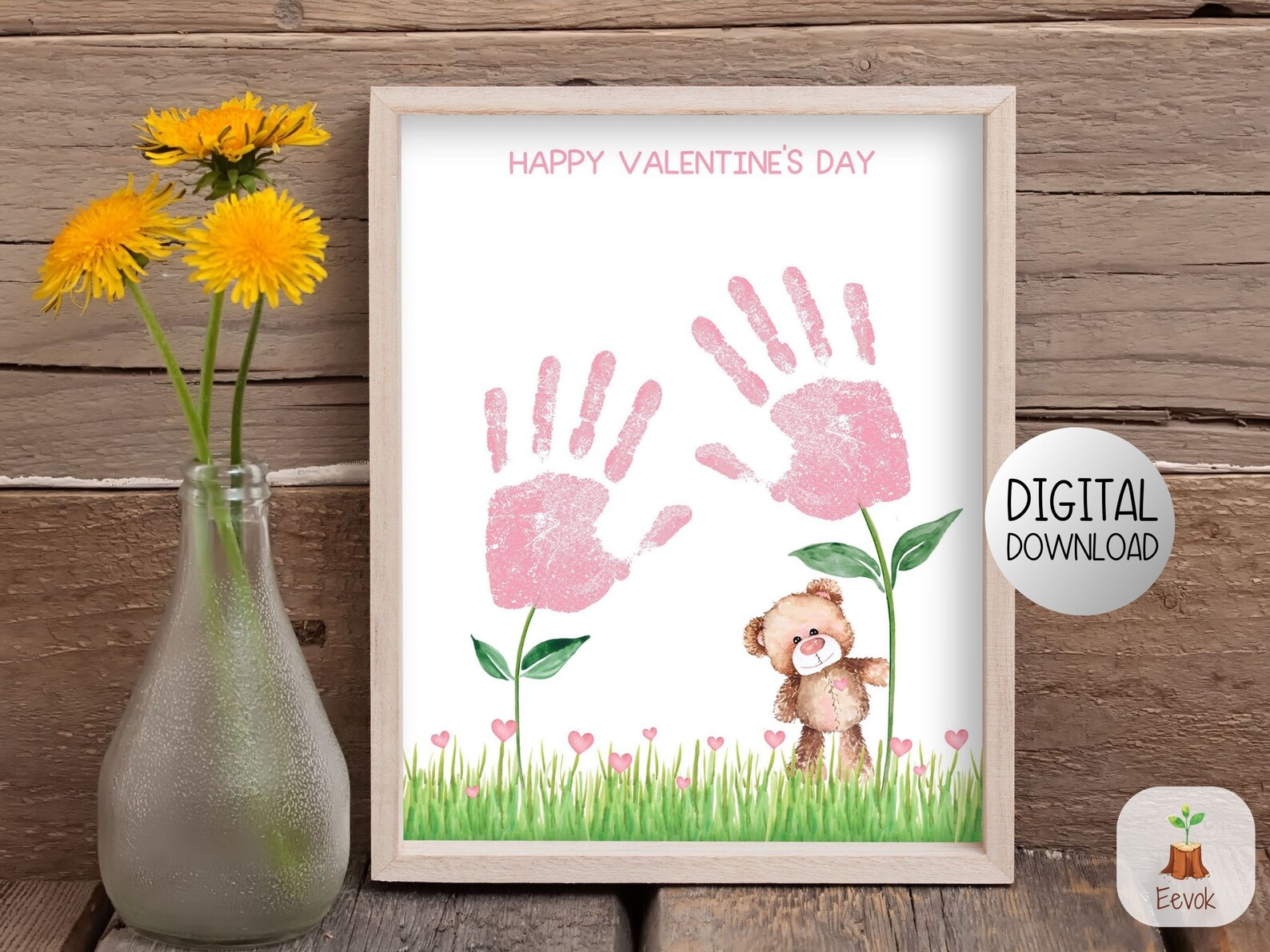 Printable Valentines Day Handprint Craft, Valentine's Day Craft for ...