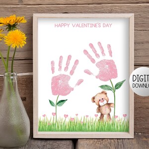 Printable Valentines Day Handprint Craft, Valentine's Day Craft for ...
