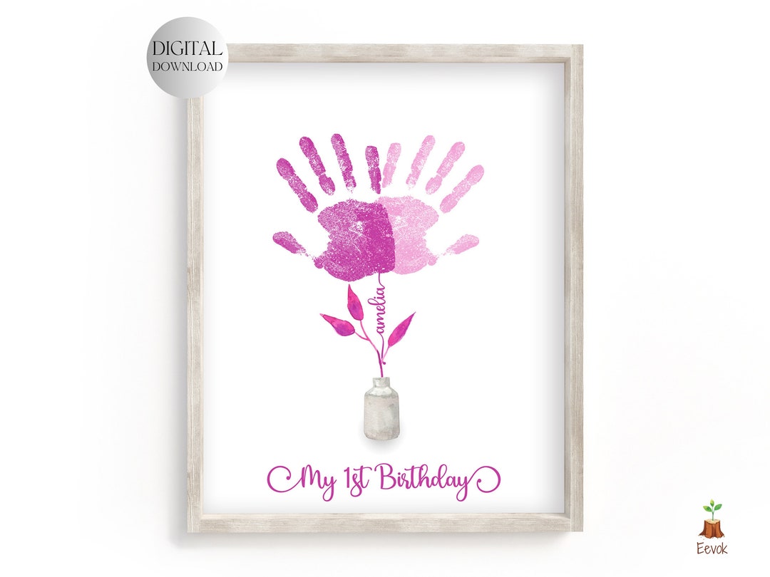 My First Birthday Handprint Keepsake Craft Printable Handprint Craft ...