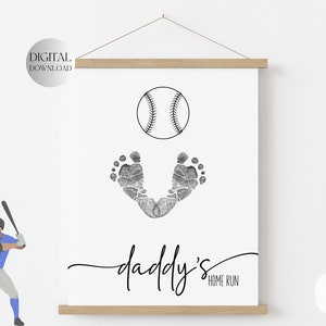 PRINTABLE Baseball Handprint Craft, Fathers Day Baseball Footprint ...